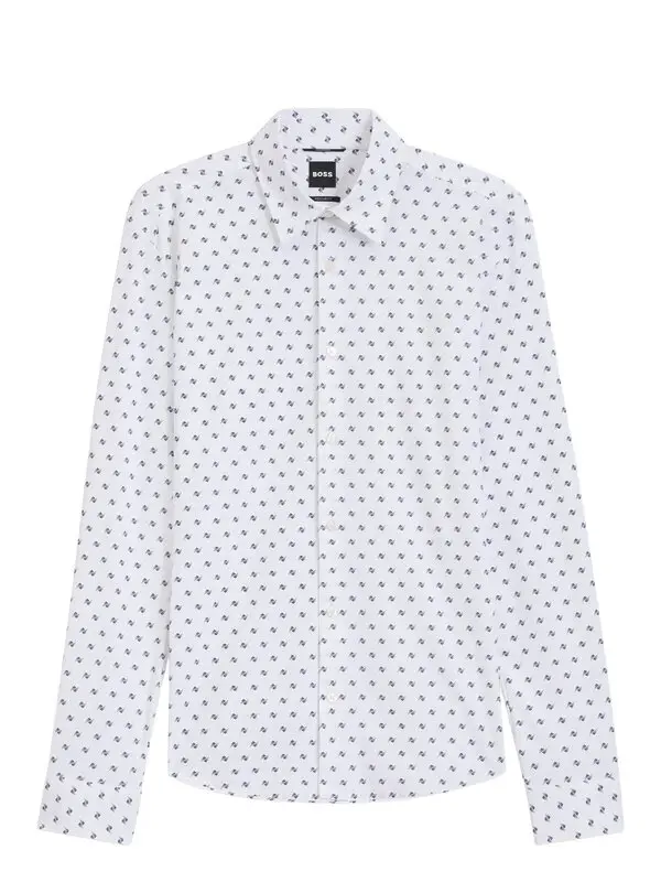 BOSS Printed Regular-fit Shirt In Performance-stretch Jersey - White