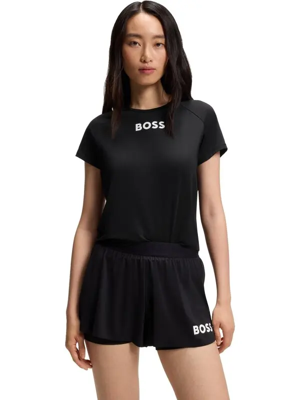 BOSS Stretch-jersey T-shirt With Logo - Black