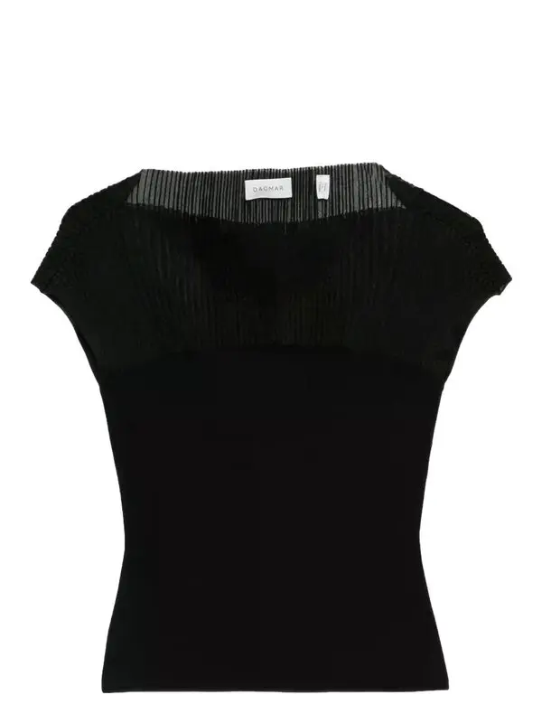 HOUSE OF DAGMAR Contrast Knitted Top - Black