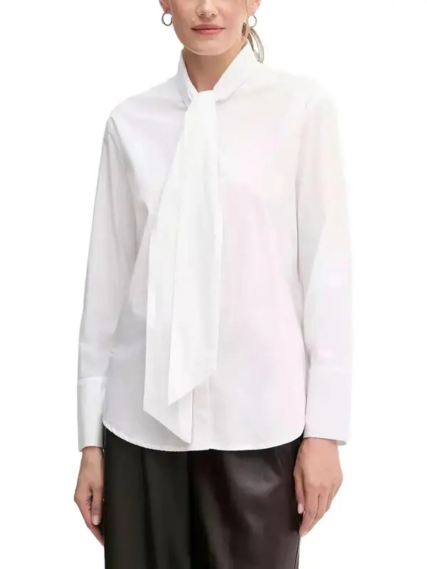 OUI Tie Neck Blouse - White
