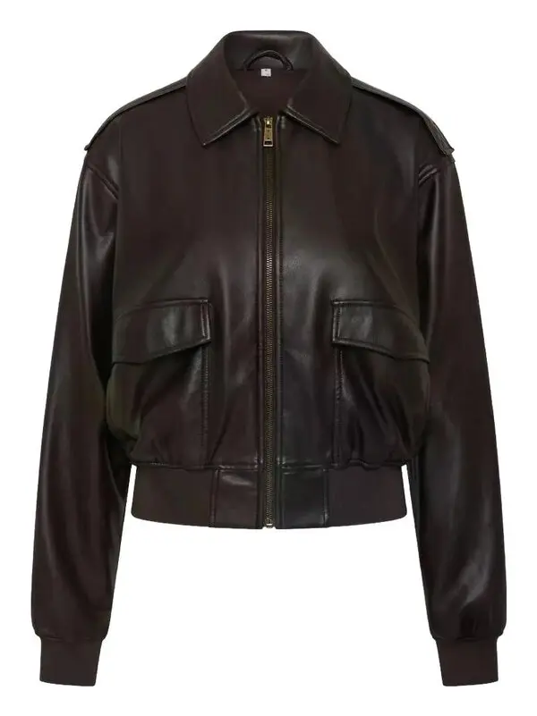 The Upside Zariah Collared Bomber Jacket - Brown