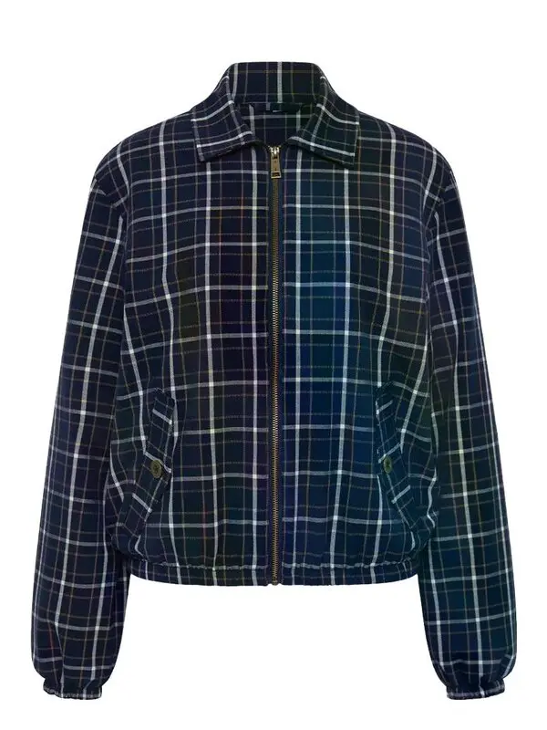 The Upside Valencia Lexi Collared Check Jacket - Blue