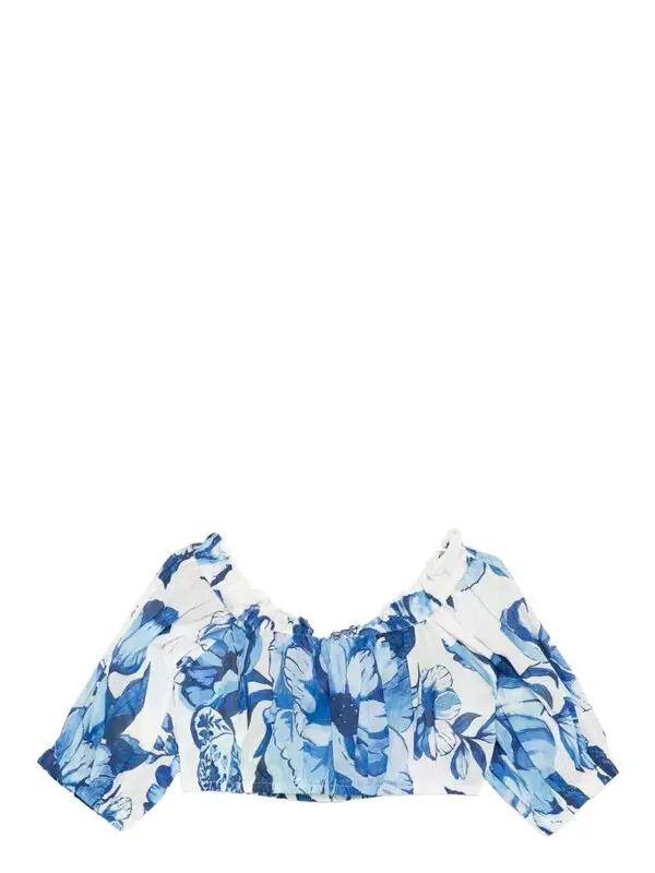 Farm Rio Floral Print Crop Top - White