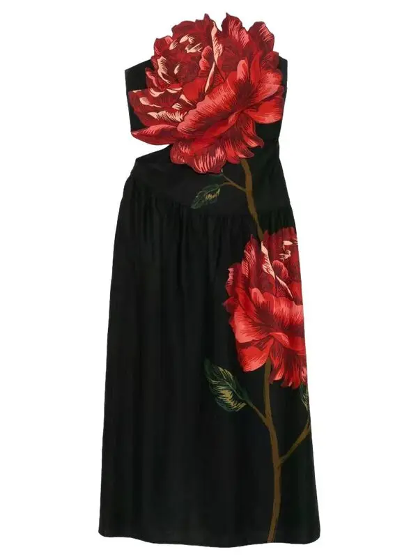 Farm Rio Rosalia Artisanal Maxi Dress - Black
