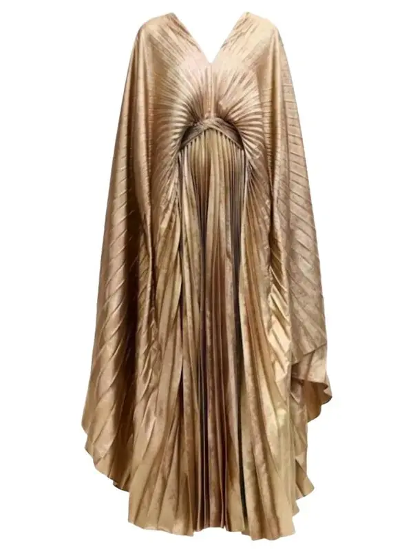 Acler Anslow Pleated V-neck Maxi Dress - Gold