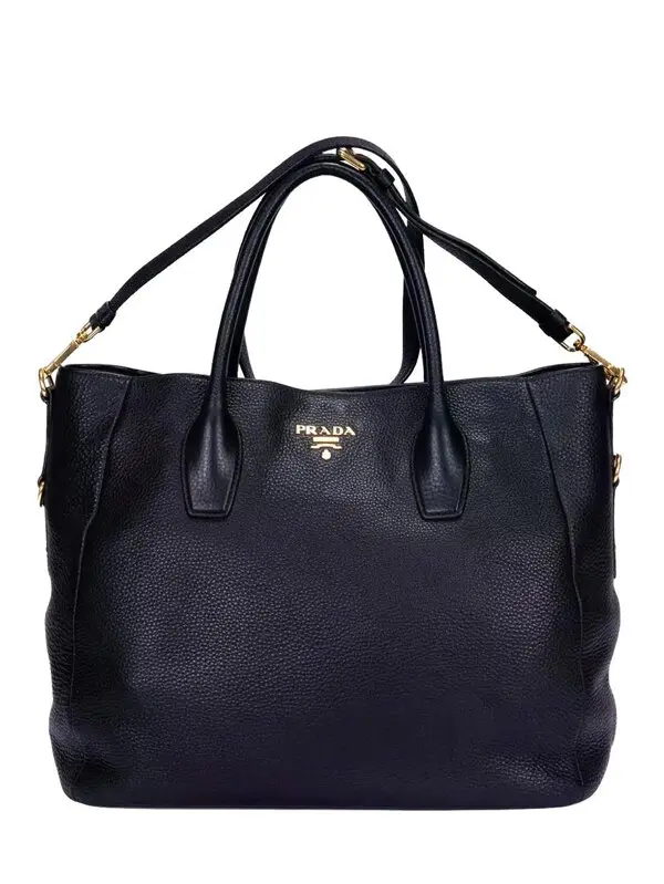 Prada Daino Leather Tote Bag - Black