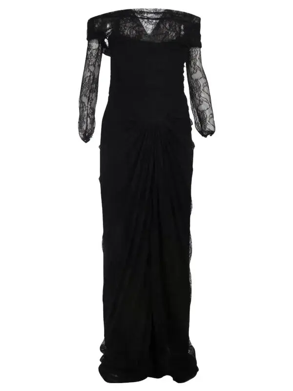 RHEA COSTA Ines Lace-detail Maxi Dress - Black