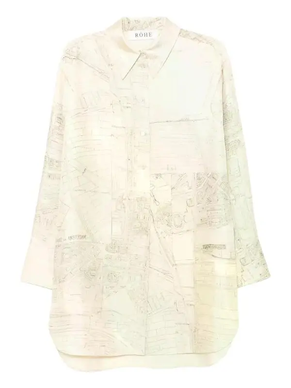 RÓHE Map-print Shirt - Neutrals