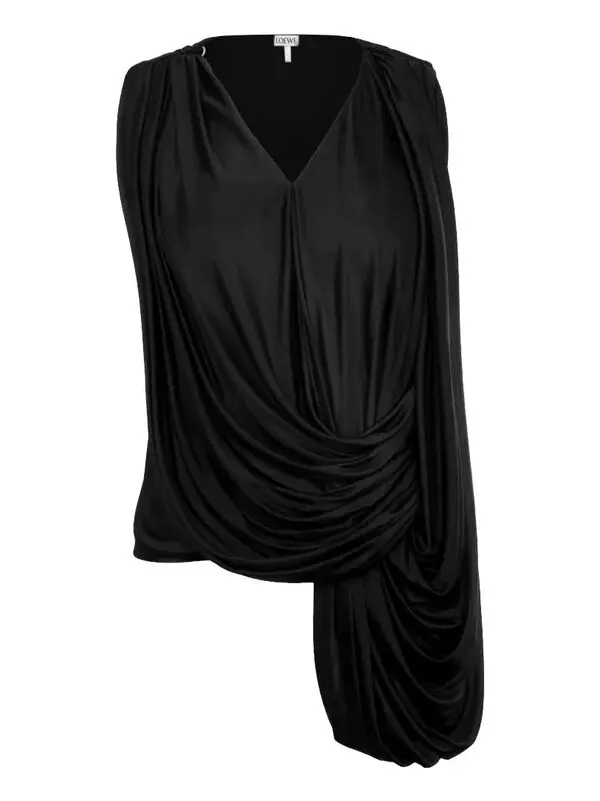 Loewe Draped V-neck Top - Black