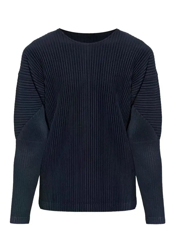 Issey Miyake Long-sleeved Pleated T-shirt - Blue