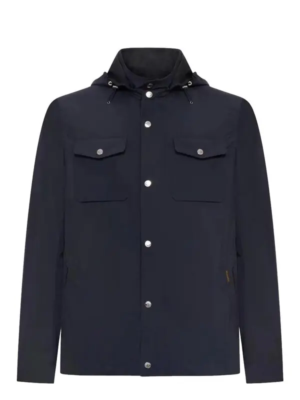 MOORER Buttoned Hooded Jacket - Blue