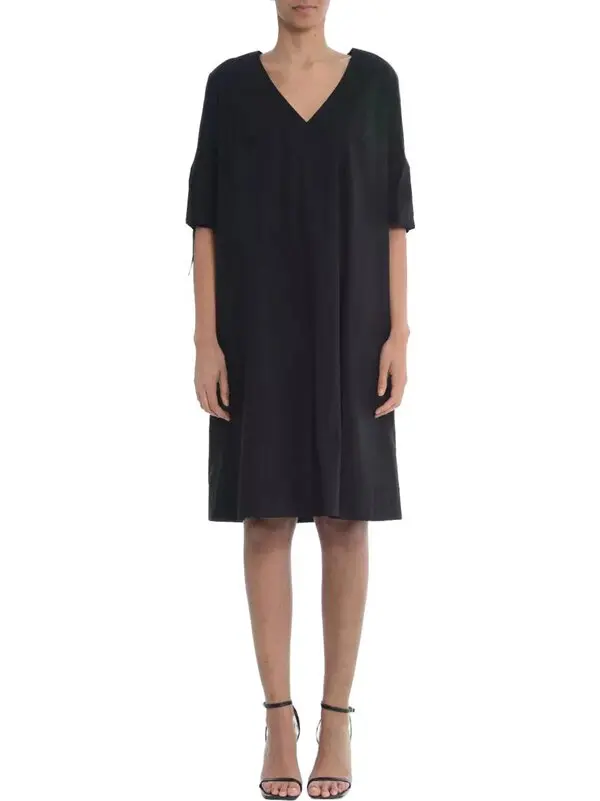 FAY V-neck Quarter-sleeve Dress - Black