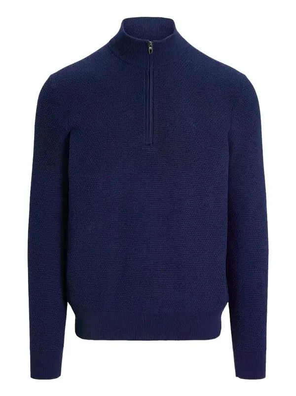 Rlx Ralph Lauren Half-zip Waffle Sweater - Blue