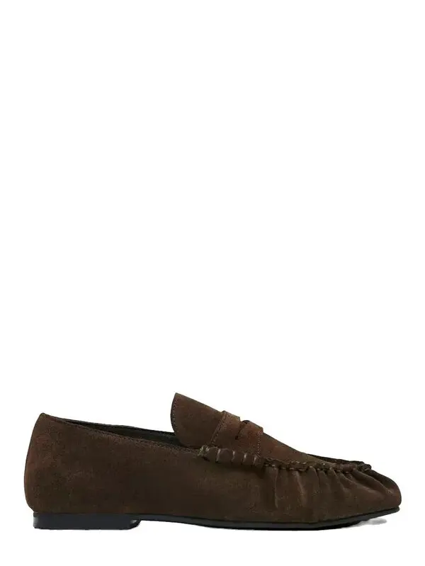 ALOHAS Aven Square-toe Loafers With Ruffled Trim - Brown