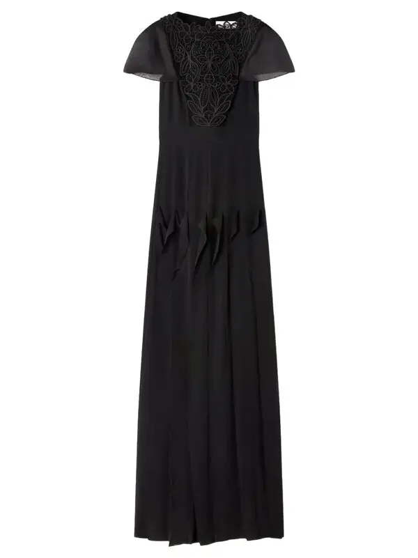 LANVIN Lace-detail Pleated Maxi Dress - Black