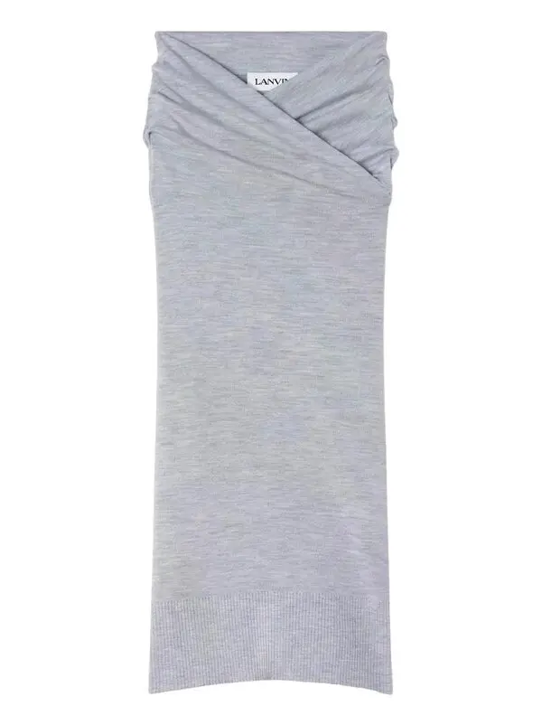 LANVIN Draped Wrap-effect Midi Skirt - Grey