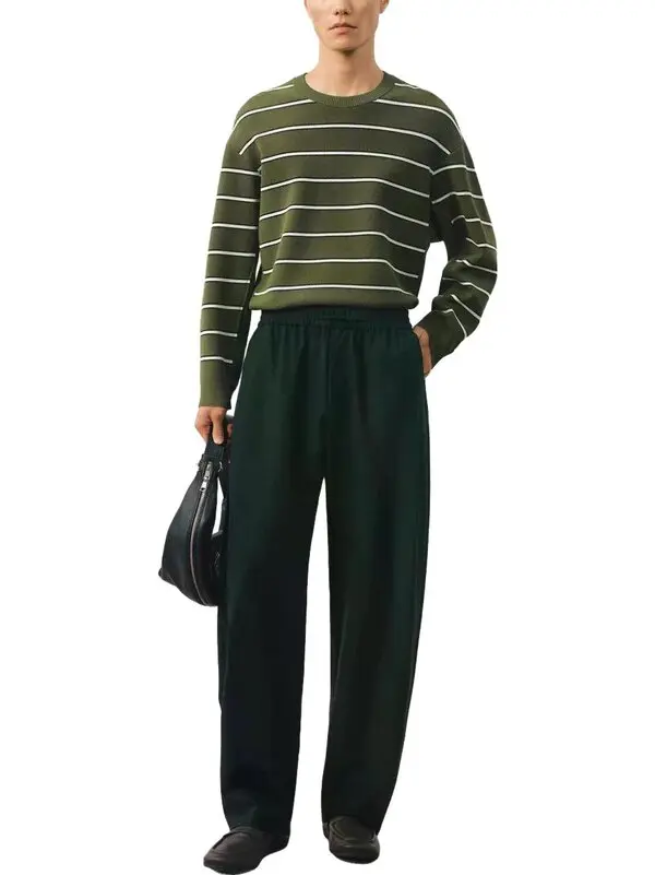 CROQUIS Striped Crewneck Jumper - Green