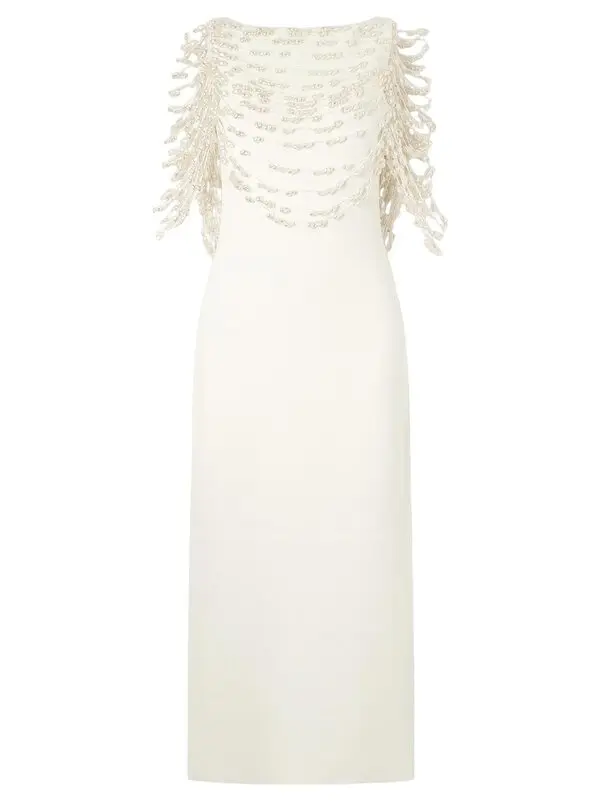 Cult Gaia Meri Cape-effect Embellished Knitted Midi Dress - Off-white