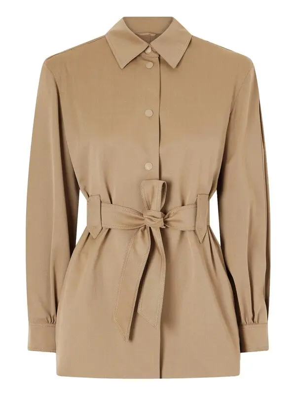 Max Mara Belted Wool-twill Jacket - Brown