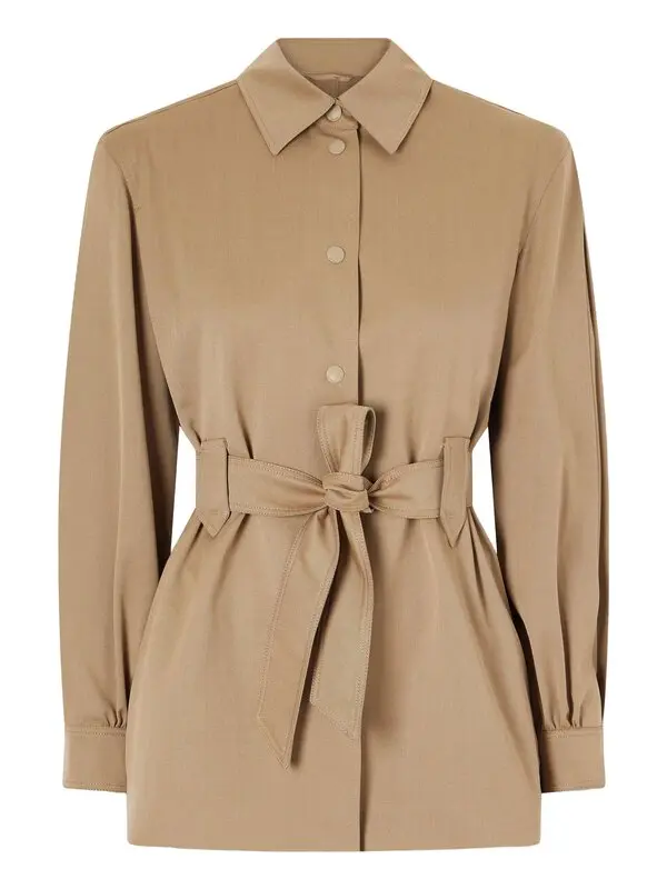 Max Mara Belted Wool-twill Jacket - Light Brown
