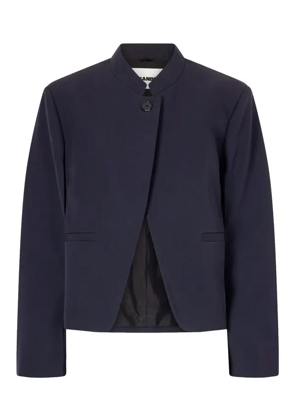 JIL SANDER Cropped Asymmetric Wool-twill Jacket - Blue