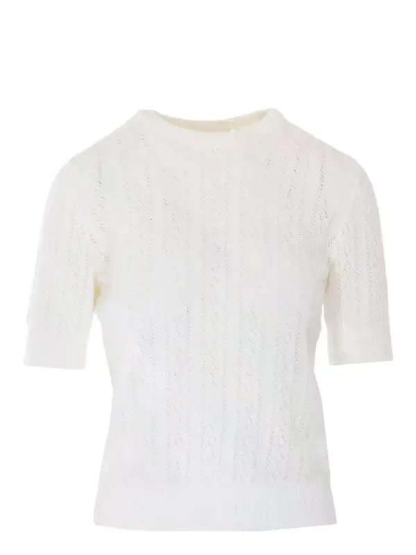 LISA YANG Crew-neck Short-sleeve Sweater - White