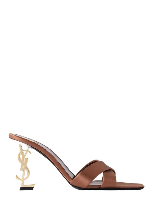 Saint Laurent Opyum Satin Mules - Brown