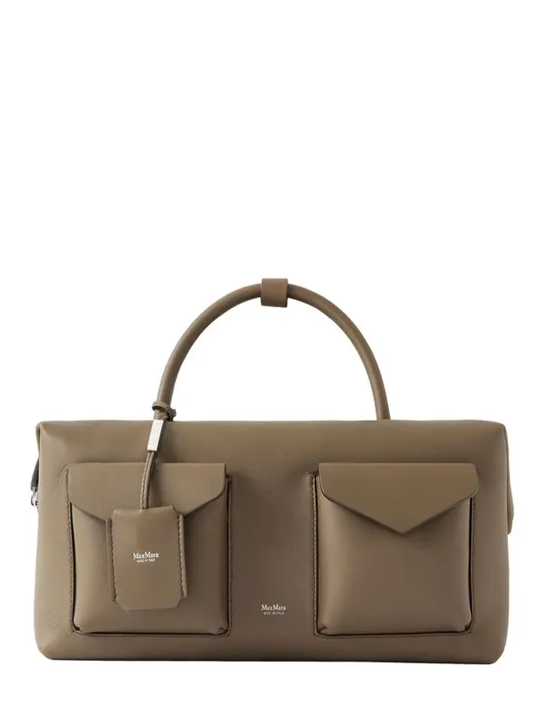 Max Mara Textured-leather Tote - Dark Brown
