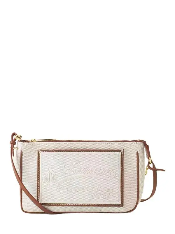 LANVIN Embroidered-logo Crossbody Bag - Beige