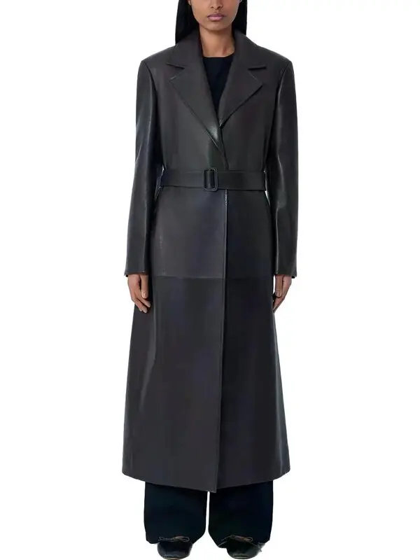 THE ROW Raisa Notched-lapels Belted Leather Coat - Brown