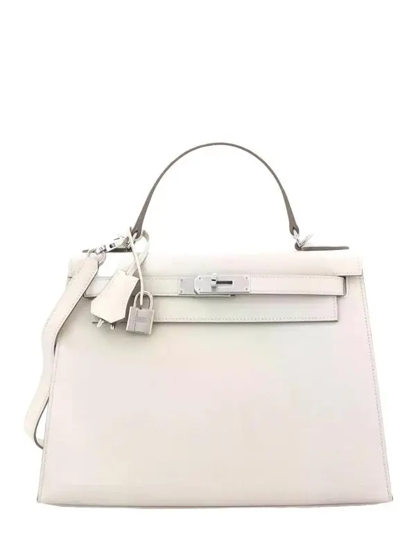 Hermès Kelly Handbag Light Epsom With Palladium Hardware 28 Satchel - White