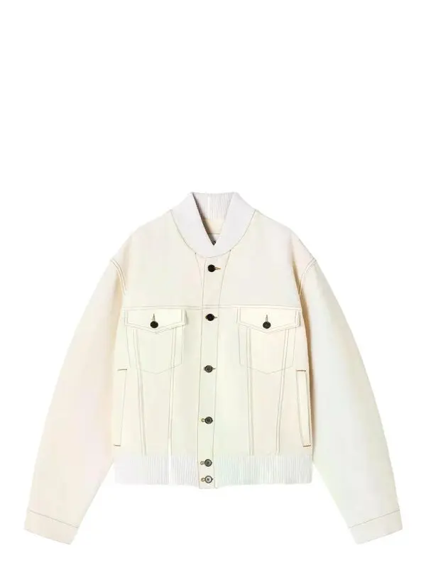 LANVIN Ribbed Jacket With Chest Pockets - Neutrals