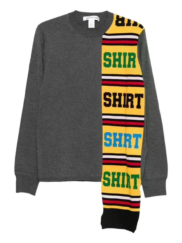 Comme Des Garçons Lettering-panel Sweater - Grey