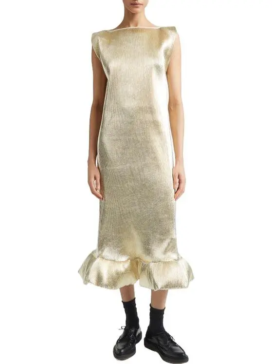 MELITTA BAUMEISTER Puffle Metallic Ripple Dress - Light Gold