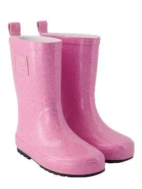 DEUX PAR DEUX Glitter Natural Rubber Rain Boots - Pink Glitter