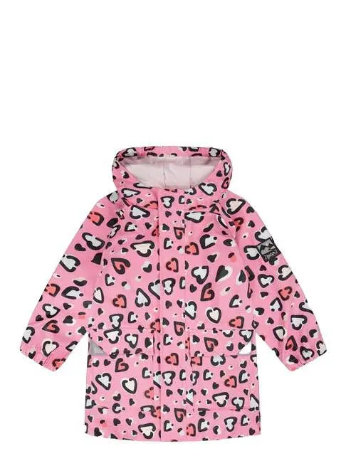 DEUX PAR DEUX Polyurethane Heart Print Rain Jacket - Pink Heart Print