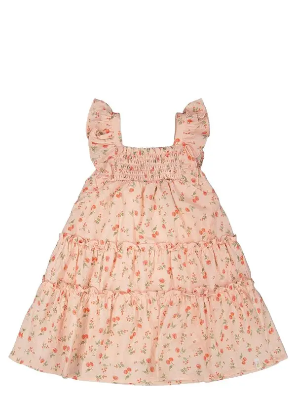 DEUX PAR DEUX Multi-tiered Dress With Smocking - Pink Printed Flowers
