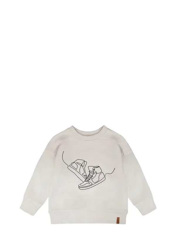 DEUX PAR DEUX Long Sleeve French Terry Sweatshirt - Pale Grey