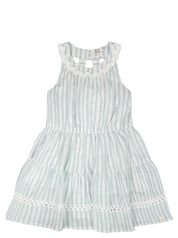 DEUX PAR DEUX Striped Sleeveless Tiered Dress - White And Blue Stripes