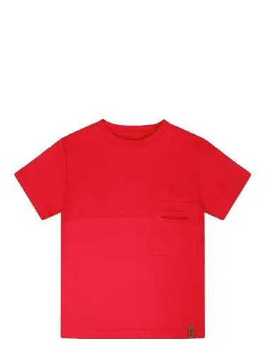 DEUX PAR DEUX Organic Cotton Colorblock Jersey T-shirt With Chest Pocket - Red