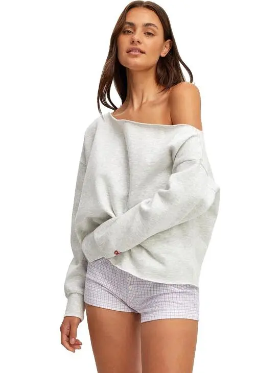 Cotton:on Off The Shoulder Fleece Jumper - Light Grey Marle