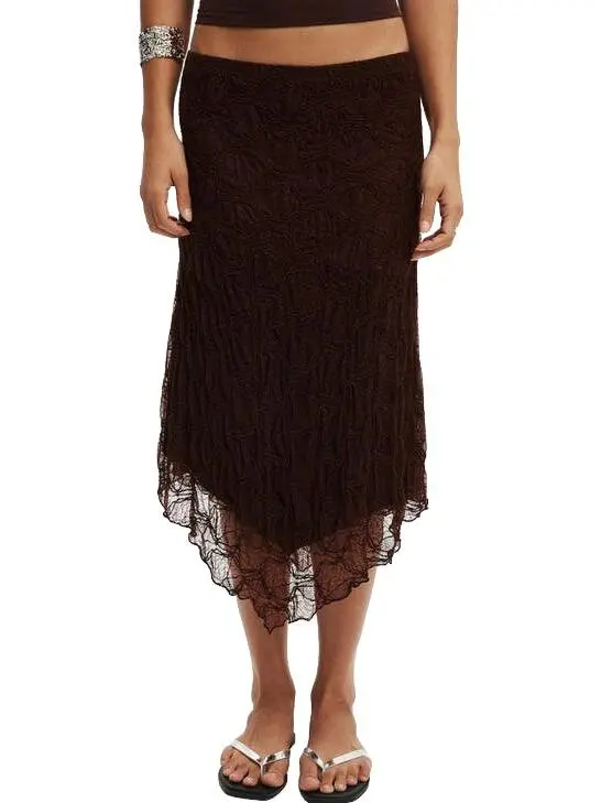 COTTON ON Lace Midi Skirt - Dark Oak Lace