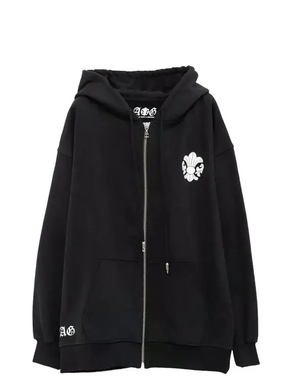 AMAL GUESSOUS Logo Print Zip-up Hoodie - Black