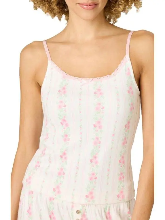 PJ Salvage Roses Are Pink Double Brushed Pointelle Camisole - Ivory