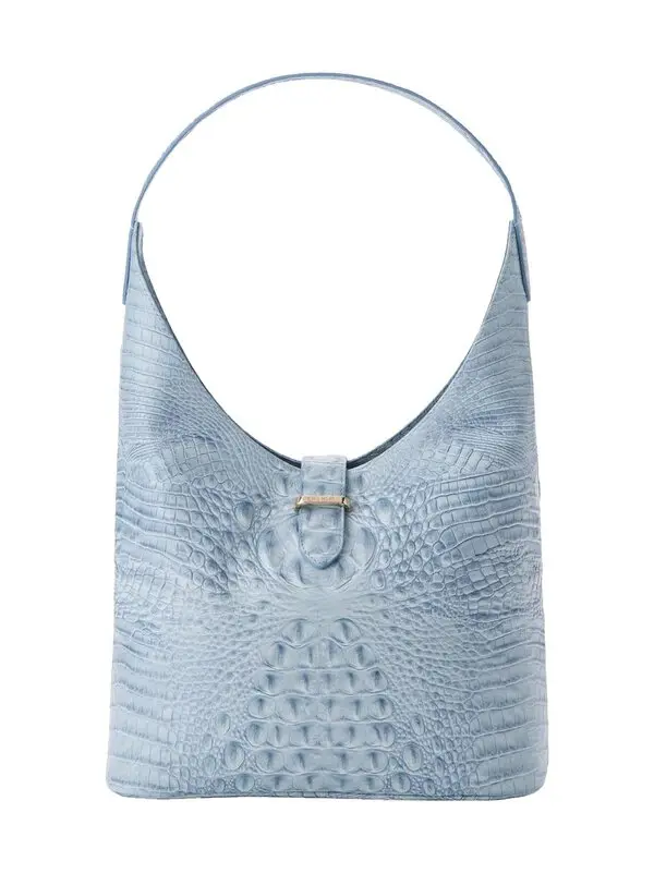 Brahmin Gwynne Croc Embossed Leather Shoulder Bag - Stonewash