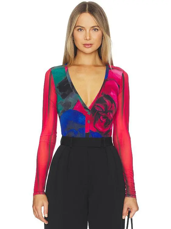 AFRM Harris Bodysuit - Multi Blur Rose
