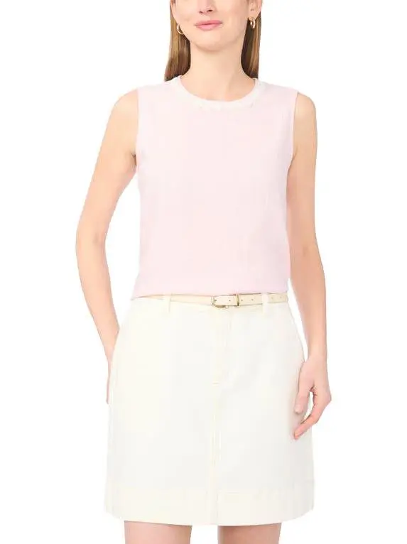 Vince Camuto Sleeveless Rosette Neckline Top - Pink Lilac