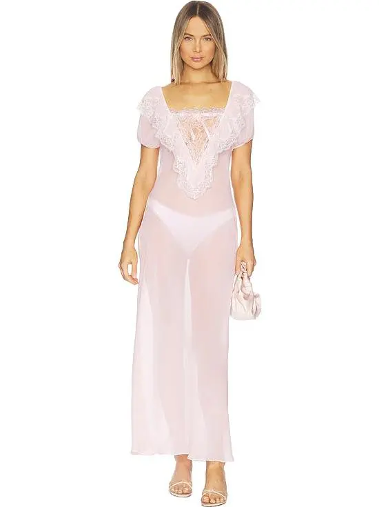 For Love & Lemons Grace Maxi Slip Dress - Light Pink