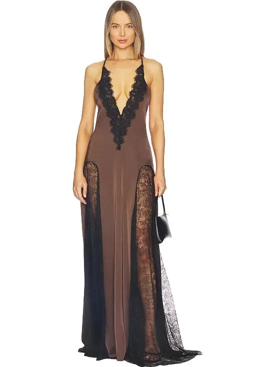 AWAVE STUDIO Lace Maxi Dress - Carob