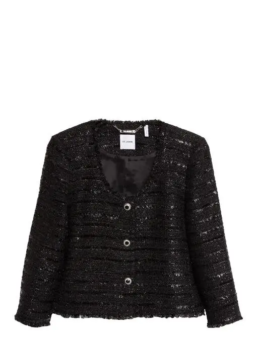St. John Metallic Tweed Jacket - Black